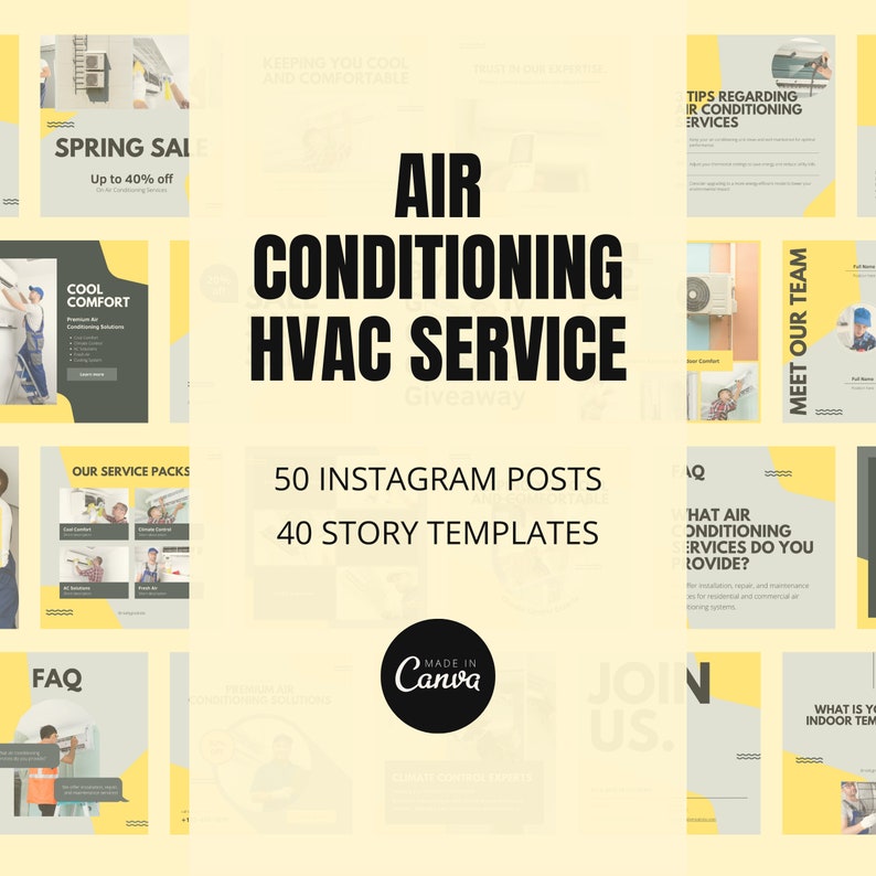 90 HVAC Instagram Post Templates for Canva, Heating Ventilation Air ...