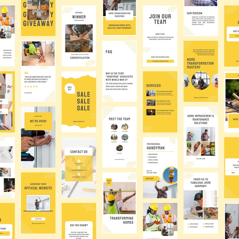 55 Handyman Instagram Post Templates for Canva, Handyman Services ...