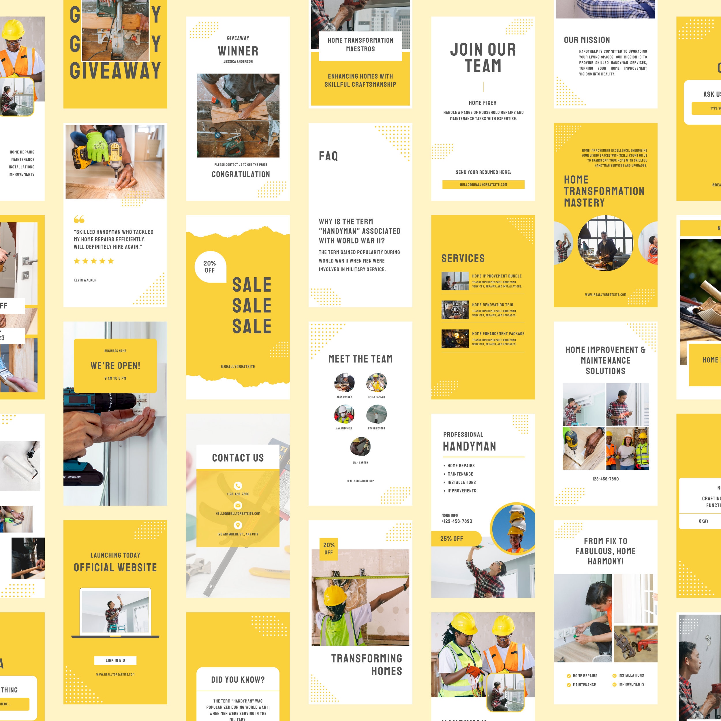 55 Handyman Instagram Post Templates for Canva, Handyman Services ...