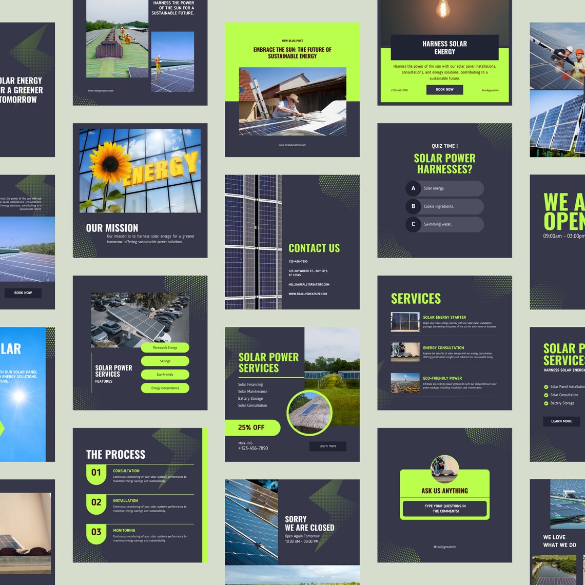 70 Solar Power Service Instagram Post Templates for Canva, Solar Power ...
