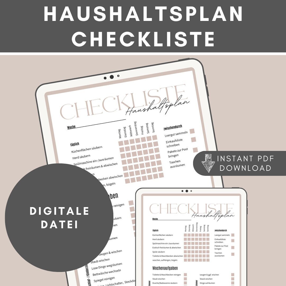 Household Plan Checklist I Cleaning Plan I Cleaning I Household Family ...