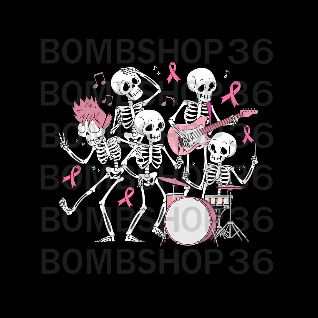3 Design Breast Cancer Awareness PNG, Dancing Skeletons PNG, Pink ...
