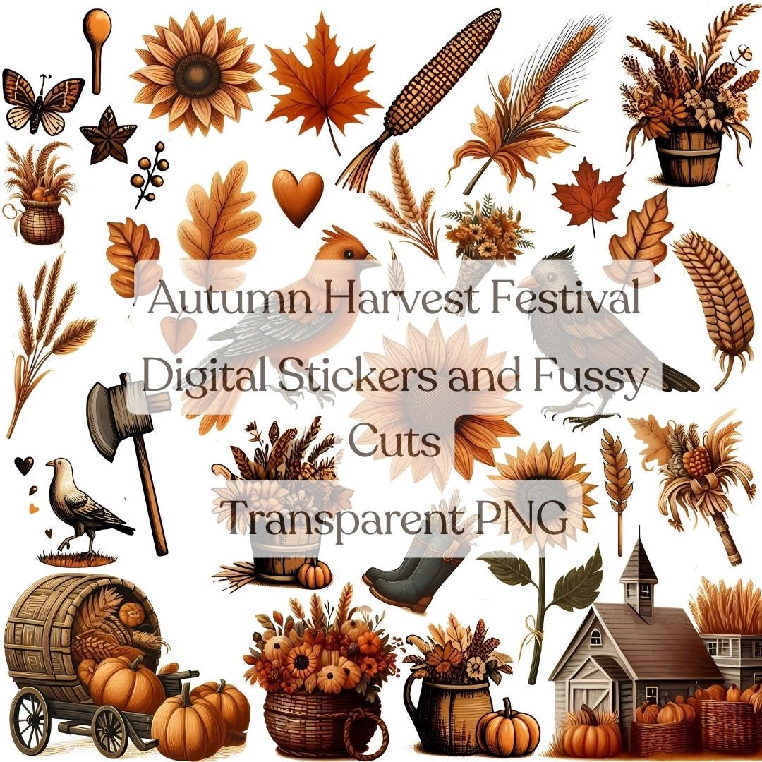 Autumn Harvest Festival Clip Art Set, Pumpkins, Cornucopias, Fall ...