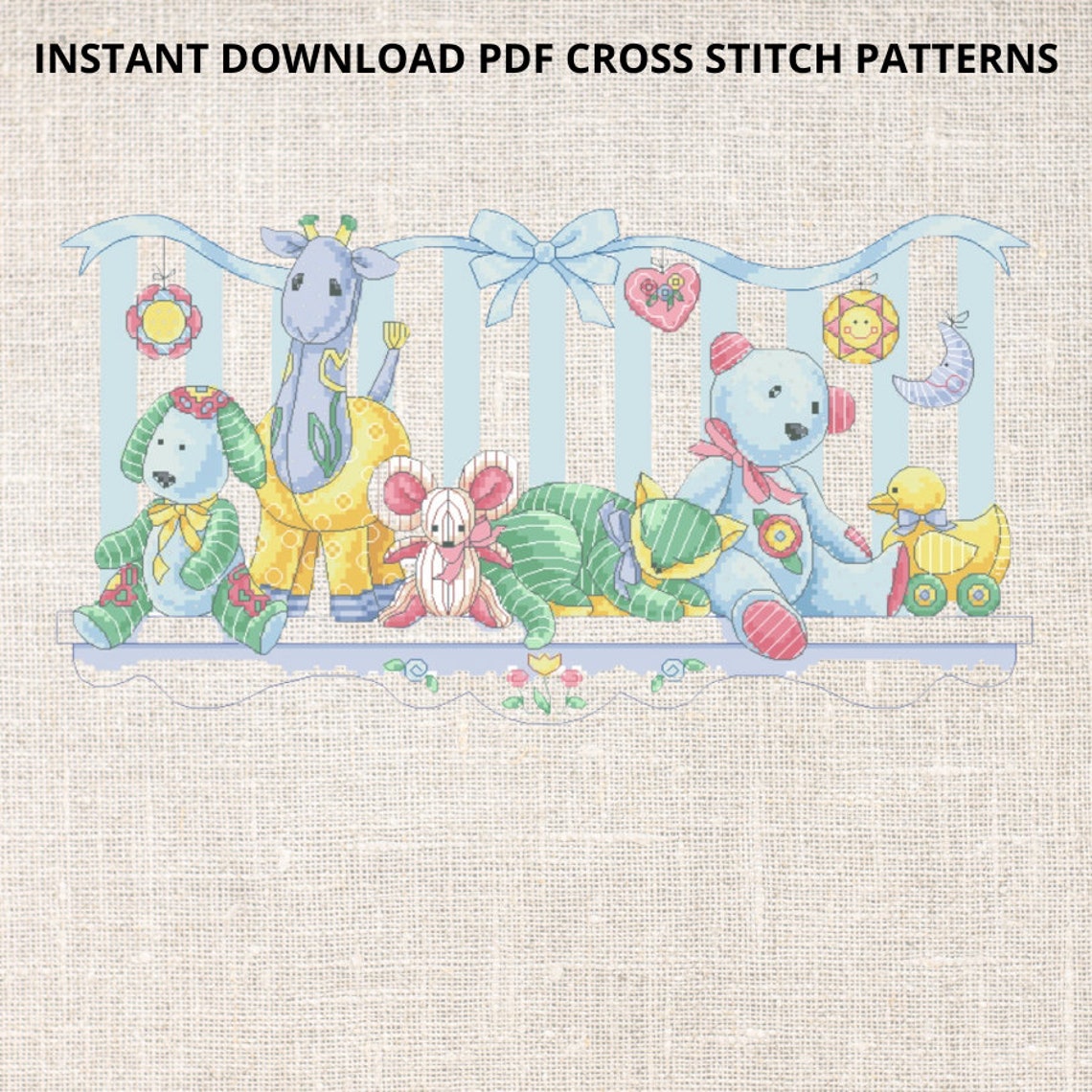 Cross Stitch PDF Pattern Toy Shelf Birth Record | Cross Stitch Pattern ...