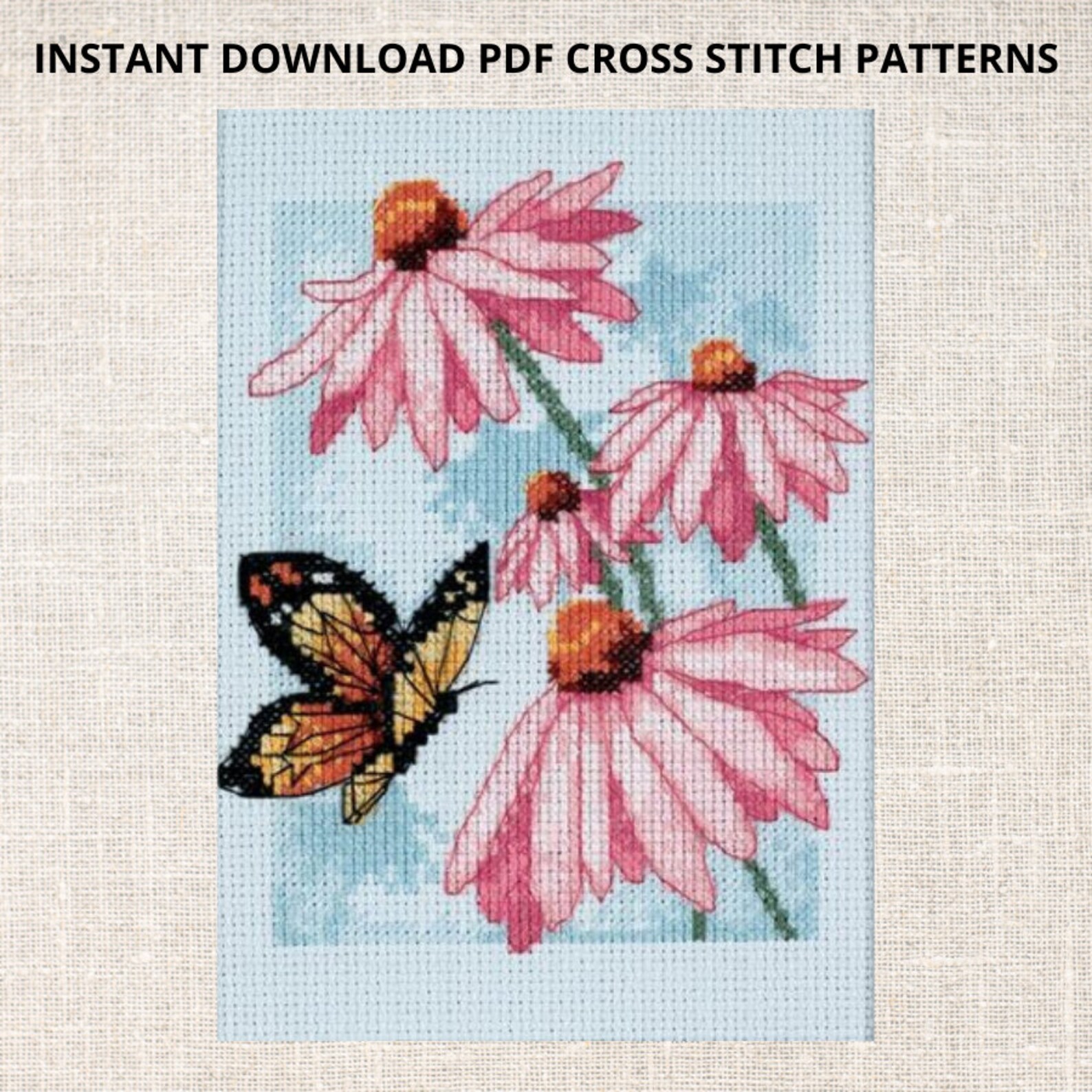 Cross Stitch PDF Pattern Butterfly and Blossoms Cross Stitch Pattern ...