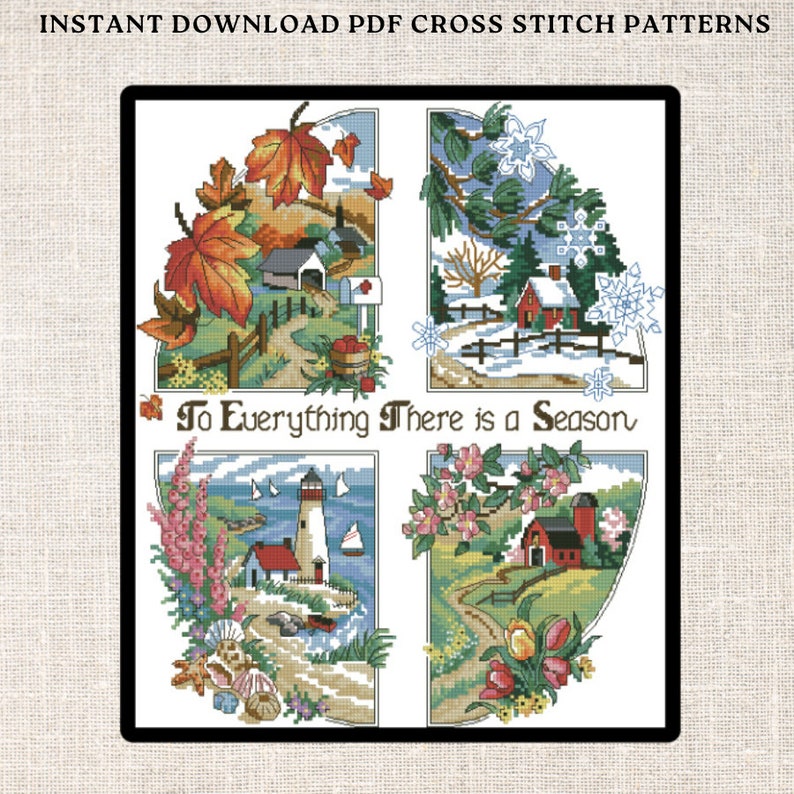 Cross Stitch PDF Pattern as Seasons Change Cross Stitch Pattern Instant ...