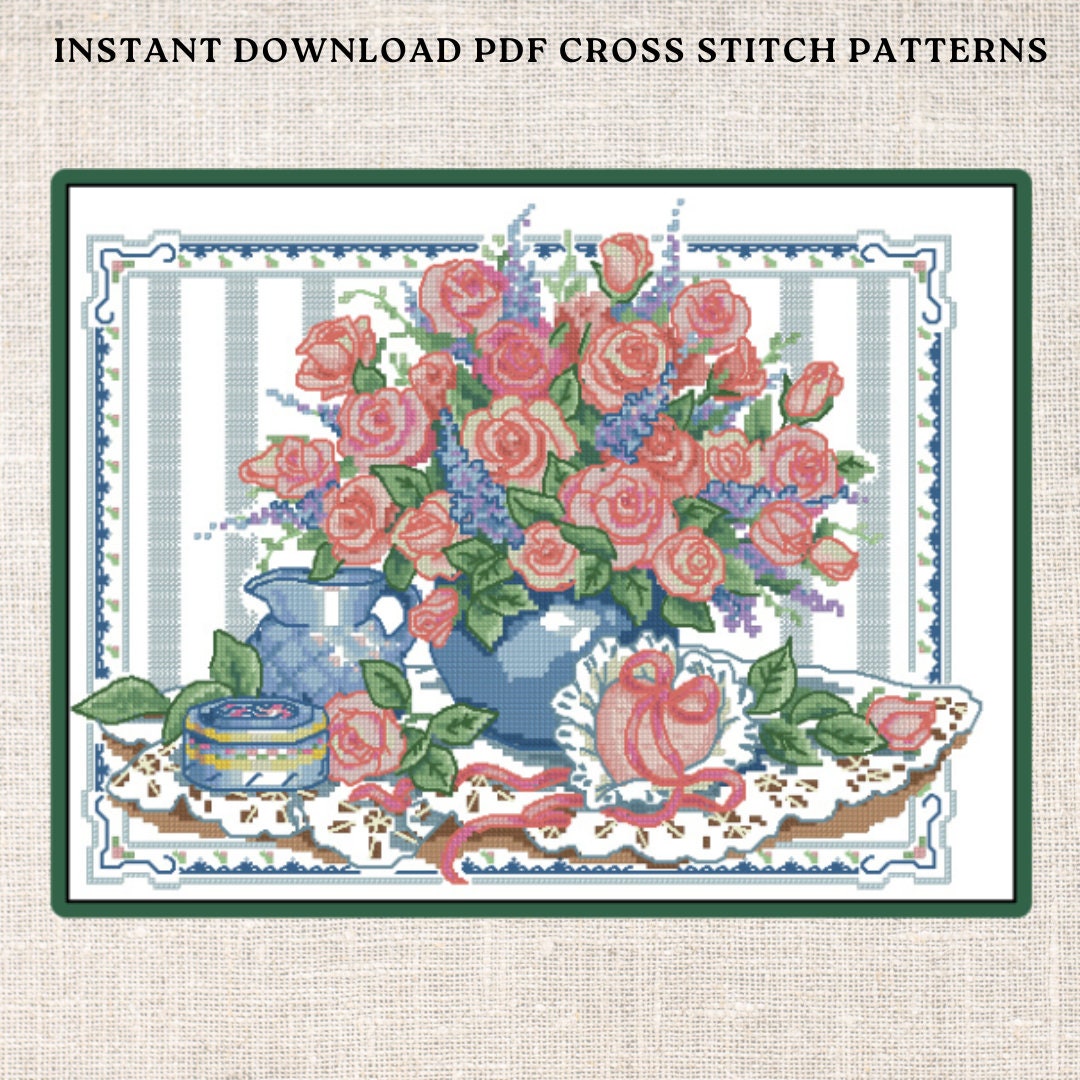 Cross Stitch PDF Pattern Petals and Pearls | Cross Stitch Pattern ...