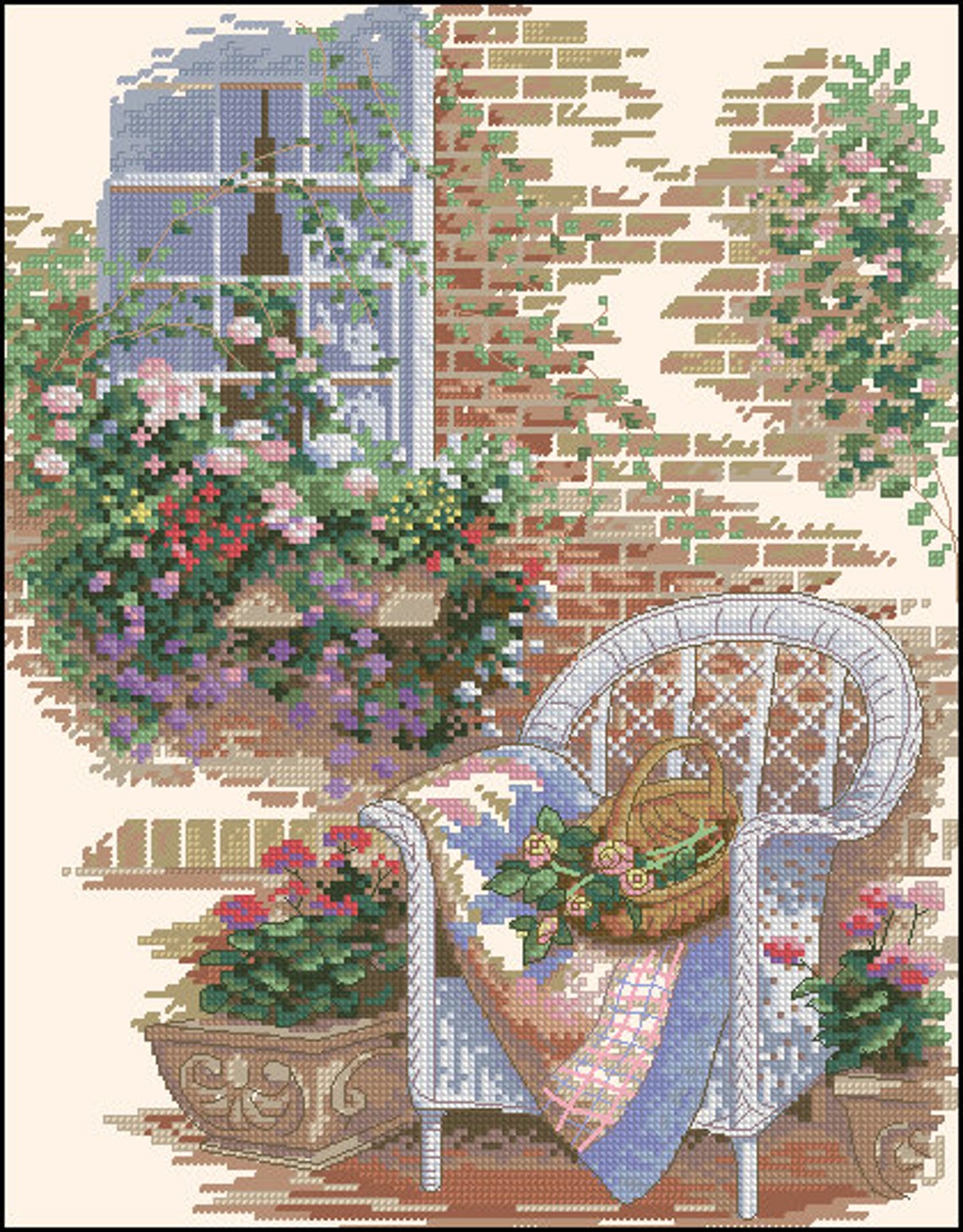 Cross Stitch PDF Pattern Garden Cross Stitch Pattern the Patio Cross ...