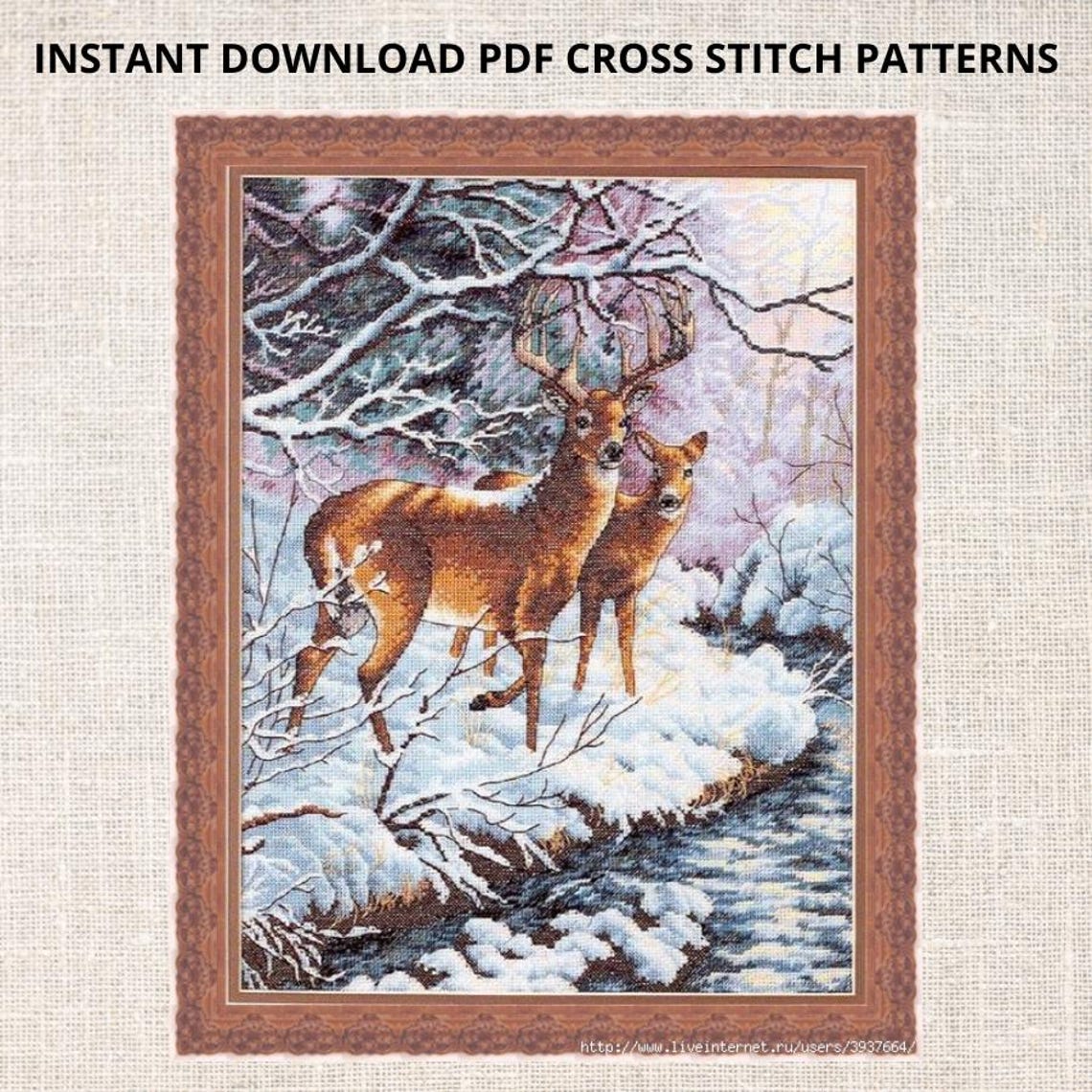 Creekside Deer Counted Cross Stitch PDF Pattern Instant PDF Download - Etsy