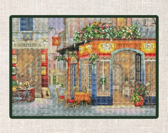 European Bistro Cross Stitch Pattern - Etsy