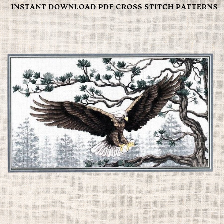 Cross Stitch PDF Pattern Majestic Eagle Cross Stitch Pattern Instant ...