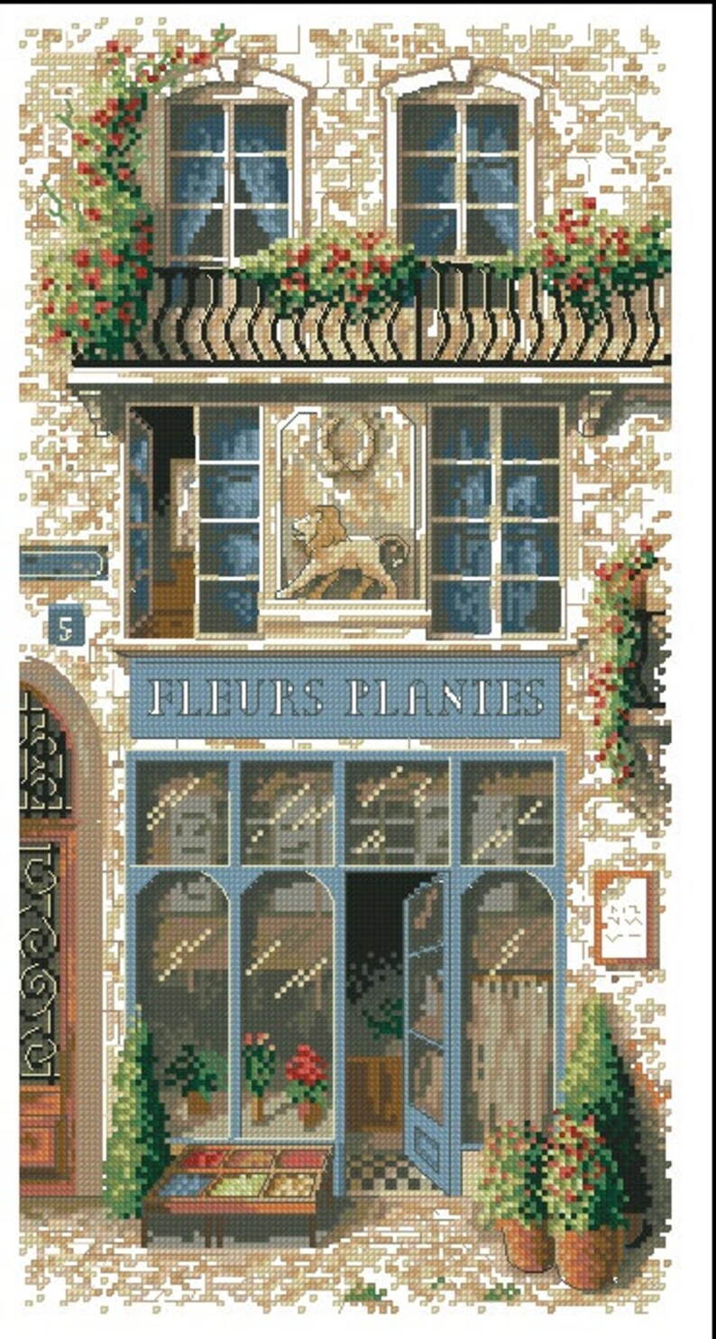 Cross Stitch PDF Pattern Flower Shop Cross Stitch Pattern PDF Instant ...