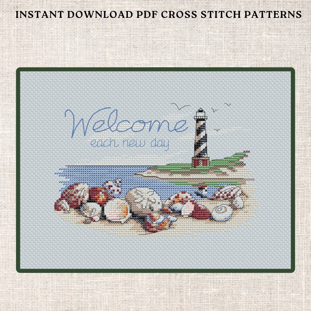 Cross Stitch PDF Pattern Welcome Cross Stitch Pattern Beach Pdf Pattern ...