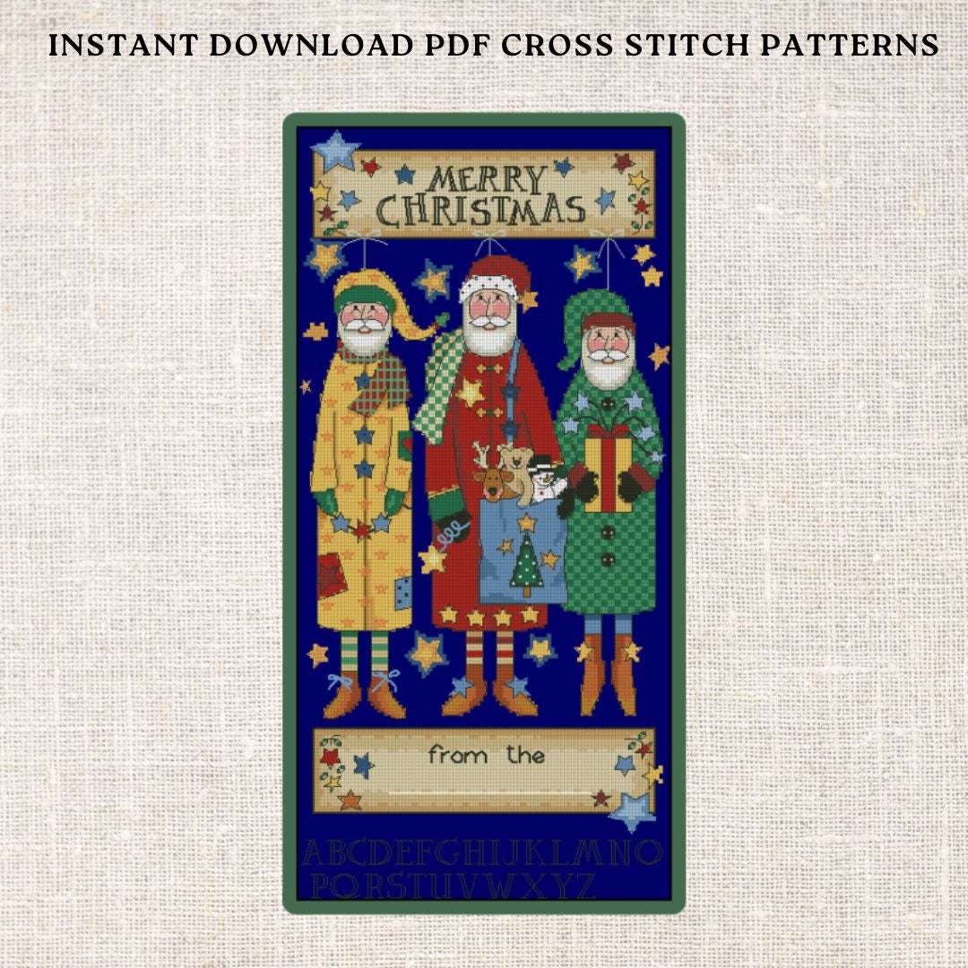 Cross Stitch PDF Pattern Starlight Santas | Cross Stitch Pattern ...