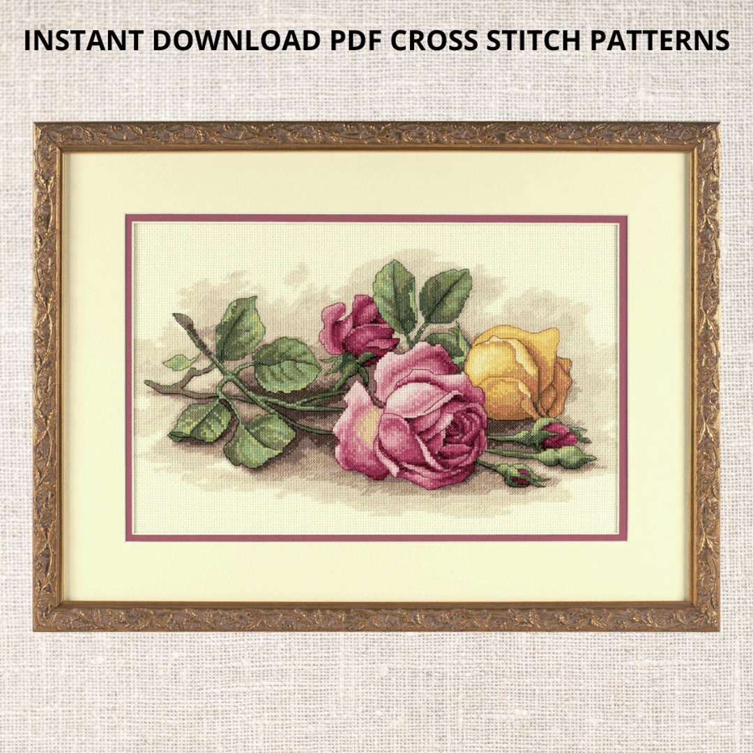 Cross Stitch PDF Pattern Rose Cuttings Cross Stitch Pattern PDF Instant ...
