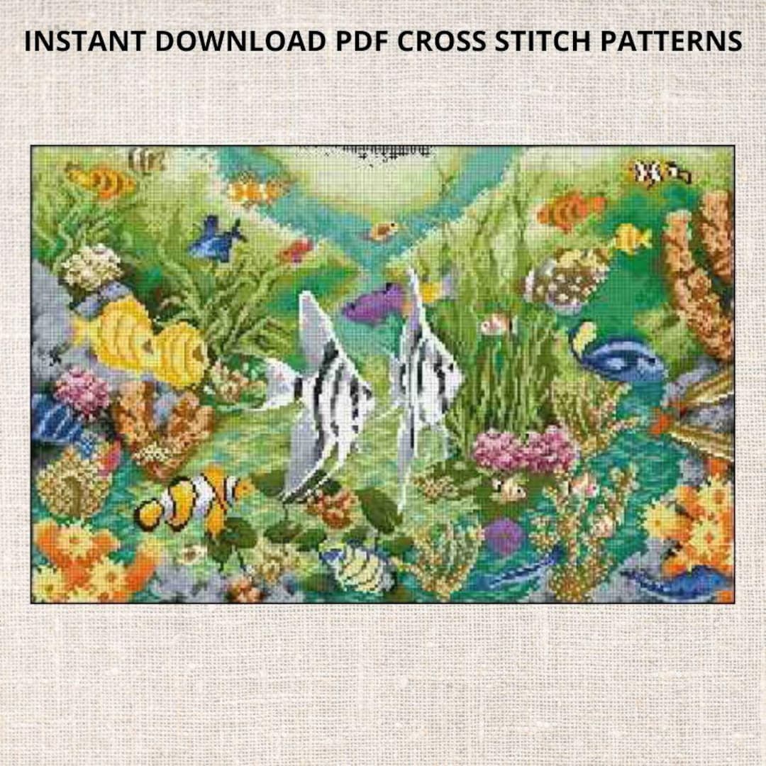 Under the Sea Cross Stitch Pattern PDF | Dolphins & Coral Reef Design ...