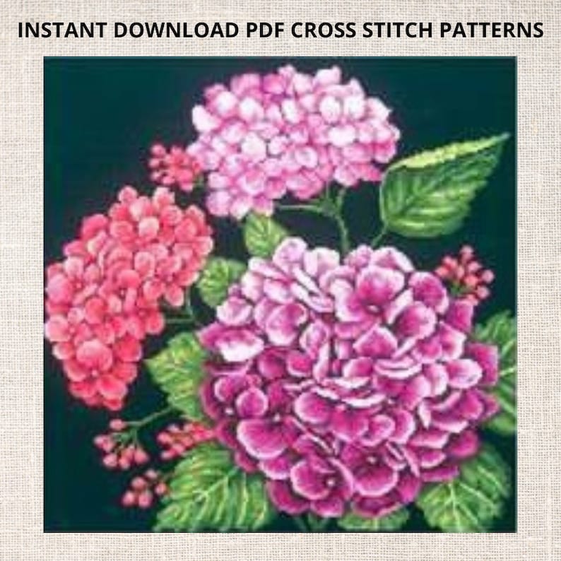 Cross Stitch PDF Pattern China Hydrangea Cross Stitch Pattern PDF ...
