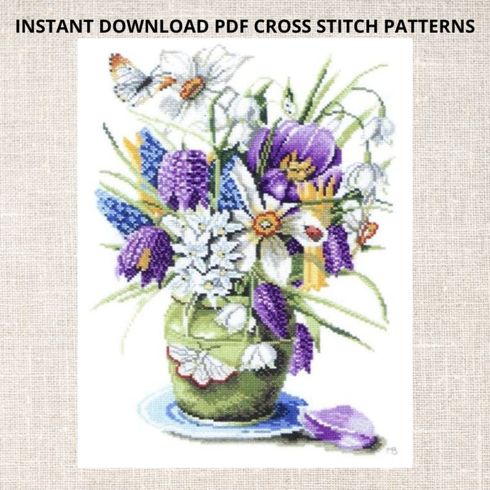 Cross Stitch PDF Pattern Spring Flower Cross Stitch Pattern PDF Instant ...