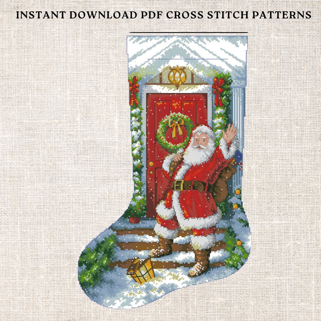 Cross Stitch PDF Pattern Welcome Santa Stocking Cross Stitch Pattern ...