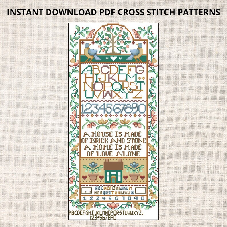 Cross Stitch PDF Pattern Home Sampler Cross Stitch Pattern Instant PDF ...