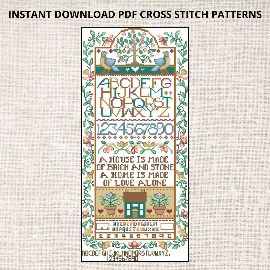 Cross Stitch PDF Pattern Home Sampler Cross Stitch Pattern Instant PDF ...