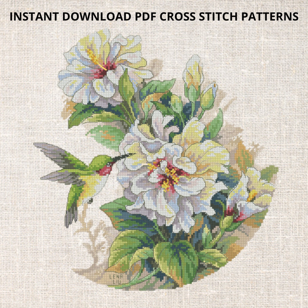 Cross Stitch PDF Pattern Hibiscus Duo Pattern Cross Stitch Pattern ...