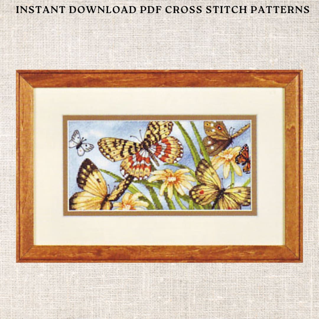 Cross Stitch PDF Pattern Butterfly Vignette | Cross Stitch Pattern ...