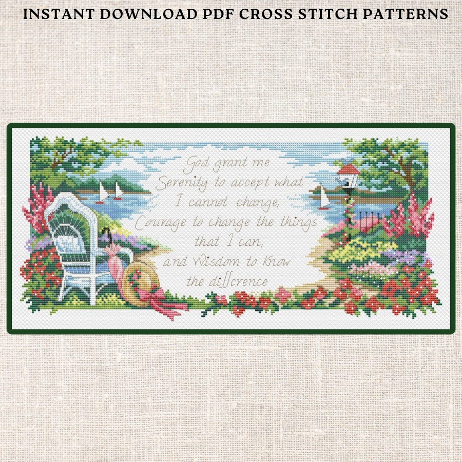 Cross Stitch PDF Pattern Serenity Prayer | Cross Stitch Pattern ...