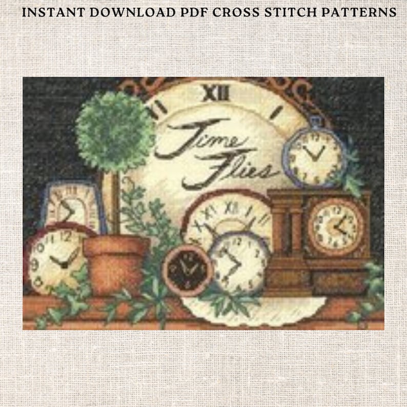 Cross Stitch PDF Pattern Time Files Cross Stitch Pattern Clocks Watches Cross Stitch Pattern PDF ...
