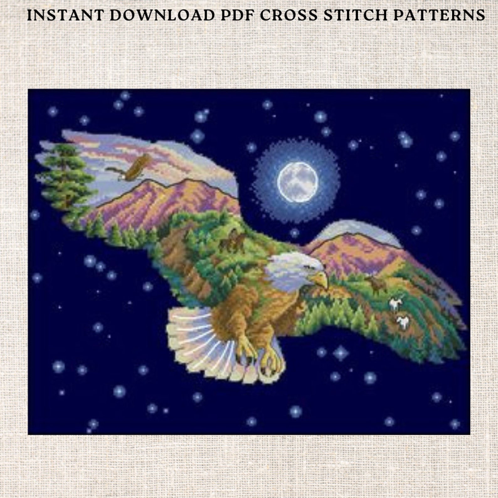 Cross Stitch PDF Pattern Nature's Vision Cross Stitch Pattern the Eagle ...