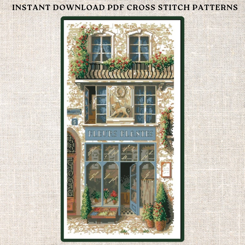 Cross Stitch PDF Pattern Flower Shop Cross Stitch Pattern PDF Instant ...