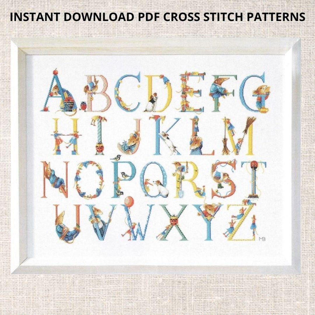 ABC With Mice Cross Stitch PDF Pattern Traditional Alphabet Cross ...