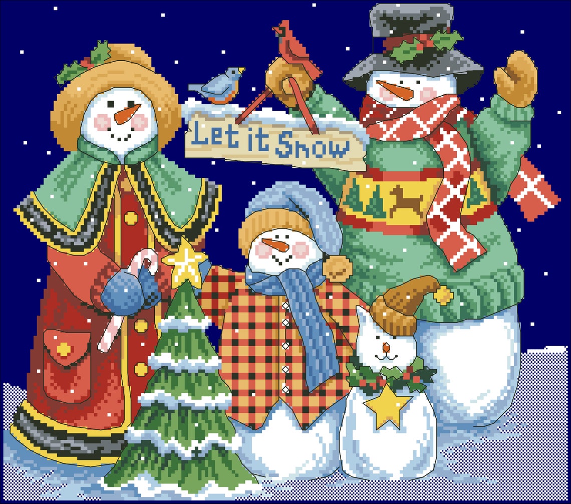 Cross Stitch PDF Pattern Let It Snow Cross Stitch Pattern Christmas ...