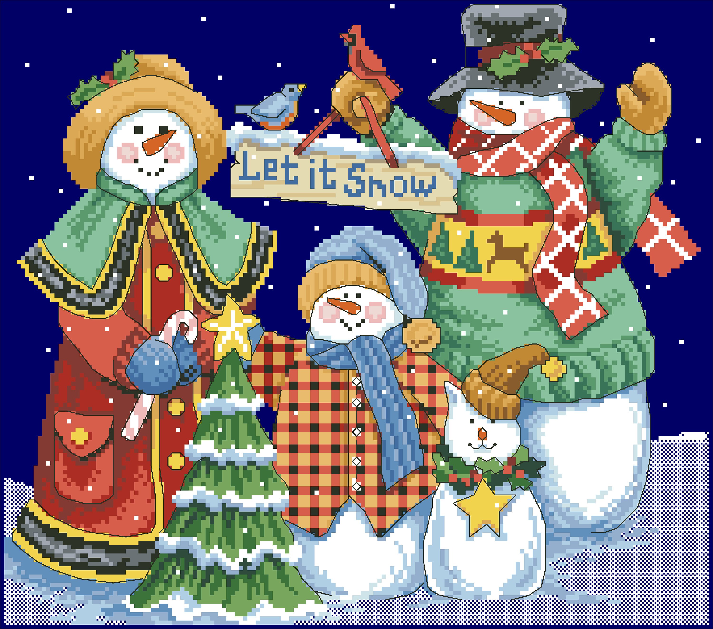 Cross Stitch PDF Pattern Let It Snow Cross Stitch Pattern Christmas ...