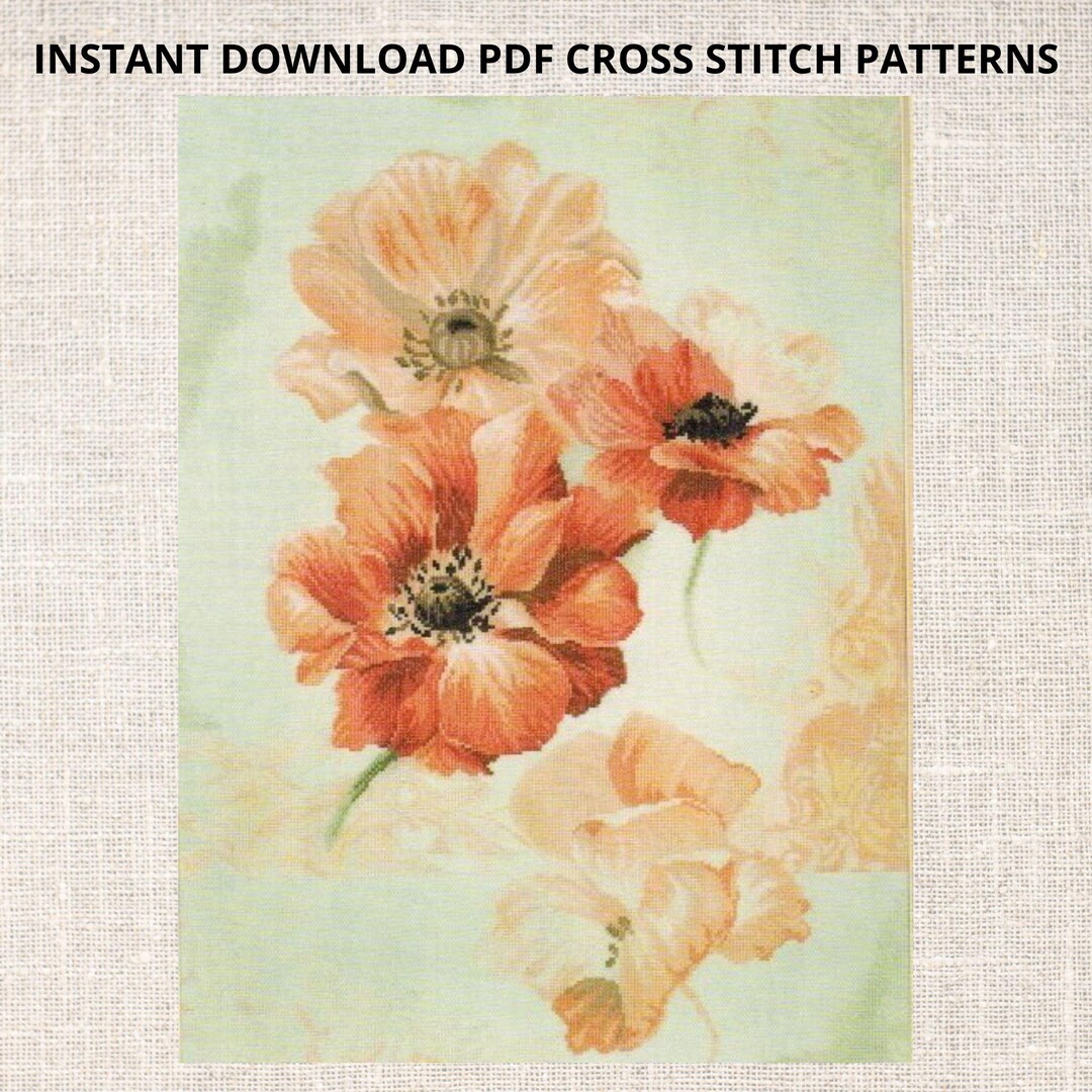 Sky Anemone Cross Stitch PDF Pattern Flowers Cross Stitch Pattern PDF ...