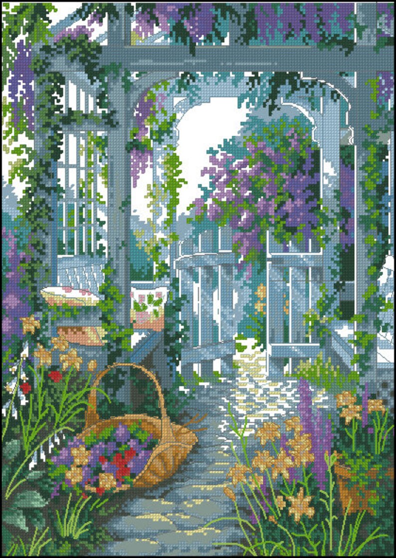 Cross Stitch PDF Pattern Garden Gate | Cross Stitch Pattern | Instant ...