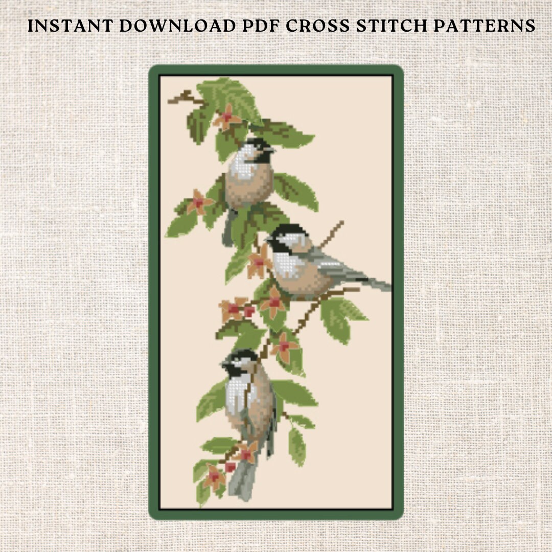 Cross Stitch PDF Pattern Chickadee Charm | Cross Stitch Pattern ...