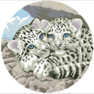Cross Stitch PDF Pattern Snow Leopards Cubs Cross Stitch Pattern ...