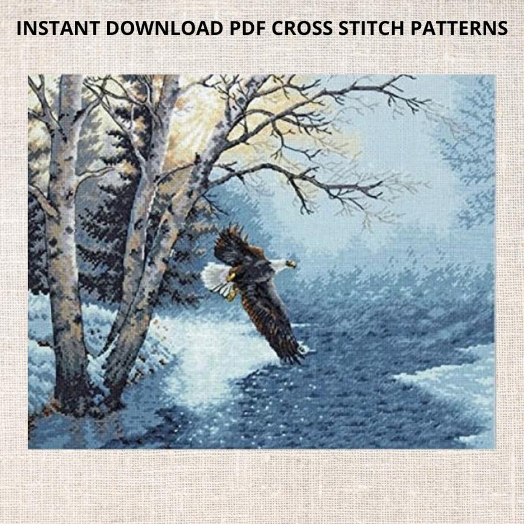 Morning Flight Counted Cross Stitch Pattern Eagle Instant PDF Download ...