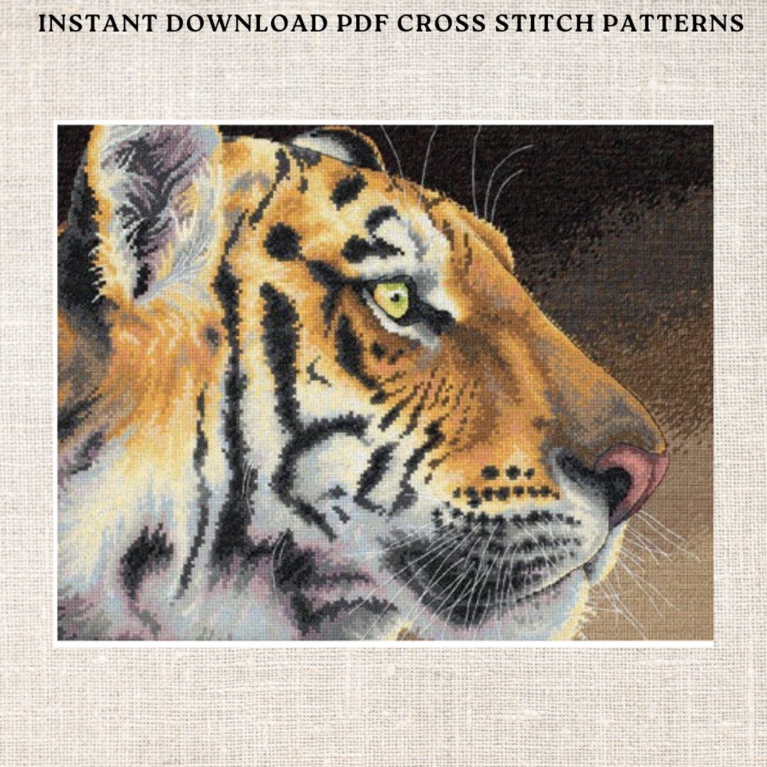 Cross Stitch PDF Pattern Regal Tiger Cross Stitch Pattern Instant PDF ...