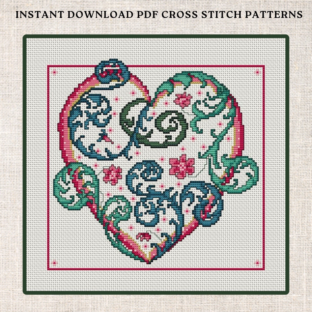 Cross Stitch PDF Pattern Sweet Valentine Cross Stitch Pattern, Heart ...