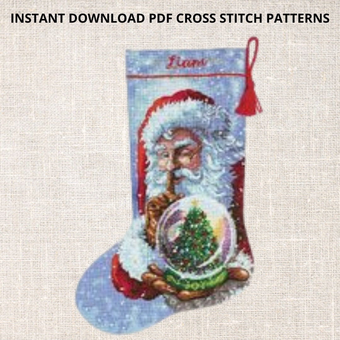 Cross Stitch PDF Pattern Santa's Snow Globe Stocking Cross Stitch ...