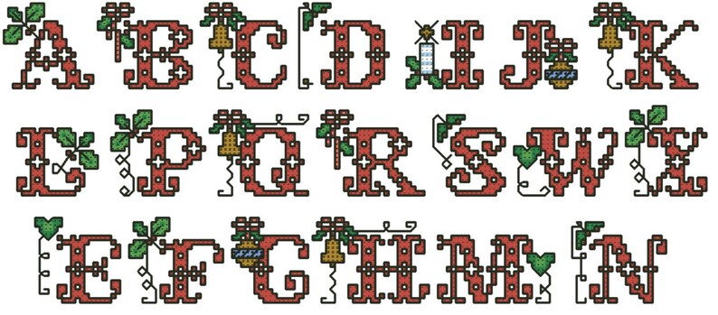 Cross Stitch PDF Pattern Traditional Christmas Alphabet Cross Stitch ...