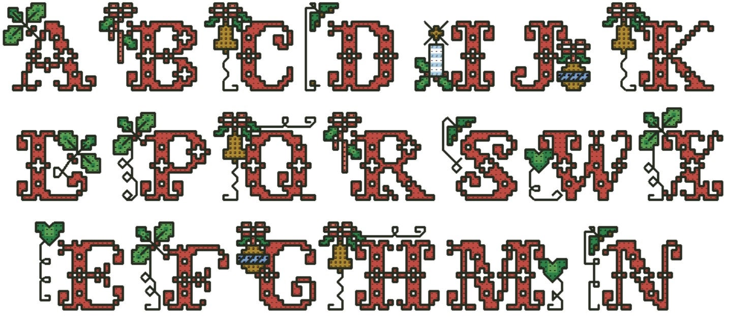 Cross Stitch PDF Pattern Traditional Christmas Alphabet Cross Stitch ...