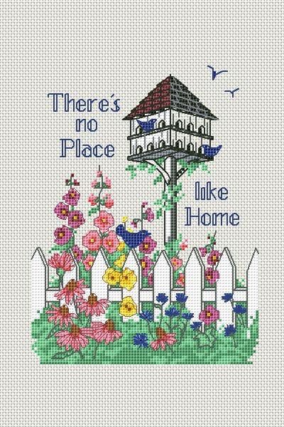 Cross Stitch PDF Pattern Birdhouse Cross Stitch Pattern, Flower Instant ...