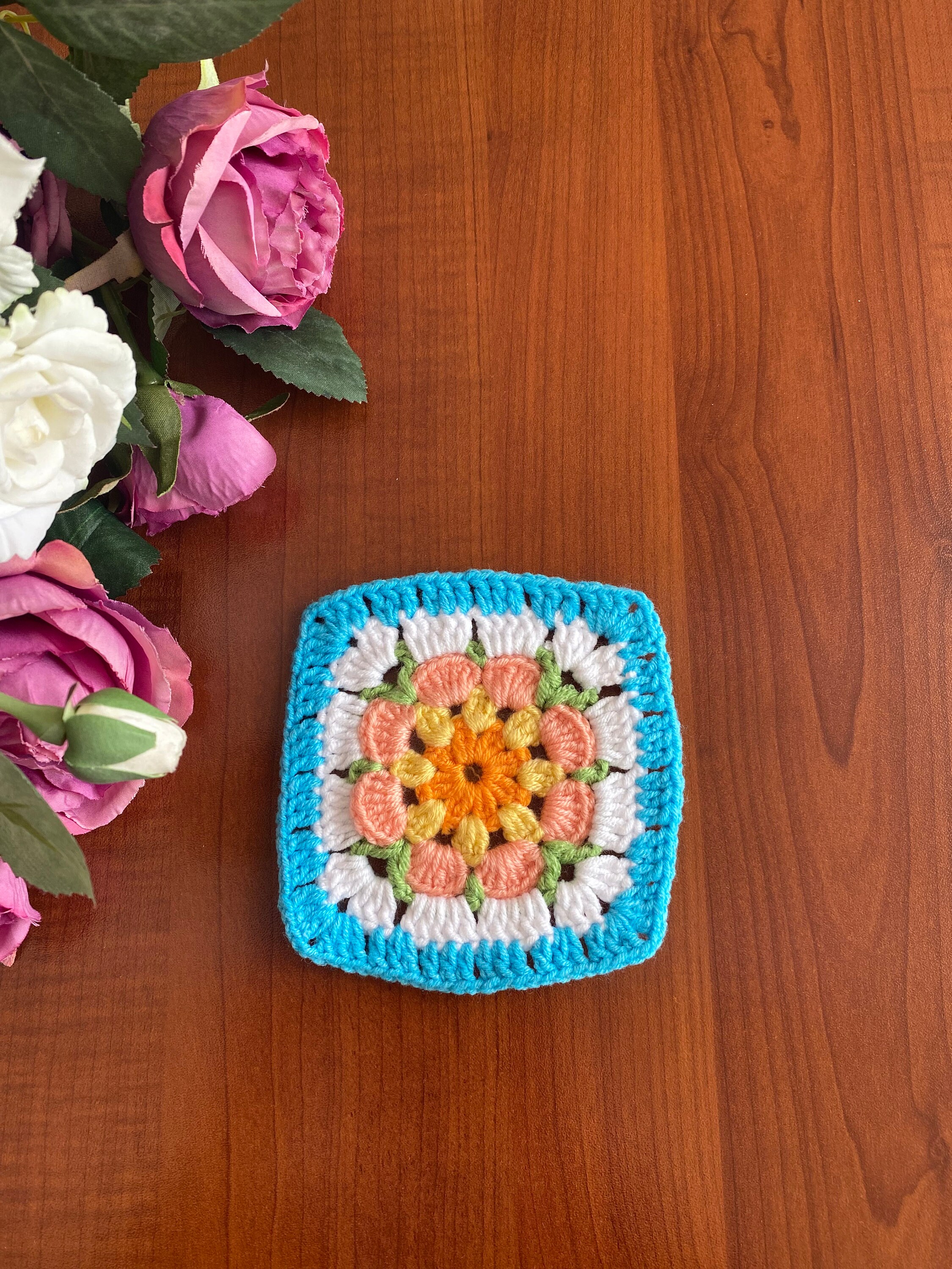 Flower Granny Square Pattern PDF for Intermediate Level, Step by Step ...