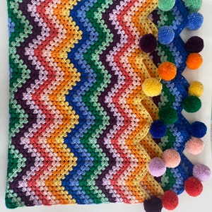 Handmade Crochet Throw With Vibrant Colours , Ripple Crochet TV Blanket ...