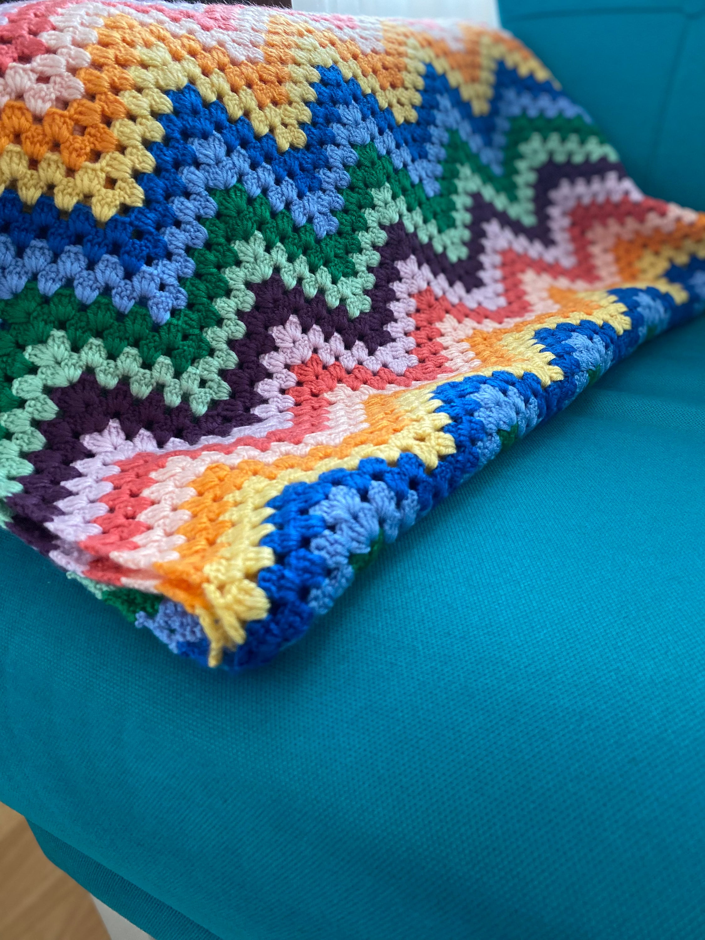 Handmade Crochet Throw With Vibrant Colours , Ripple Crochet TV Blanket ...