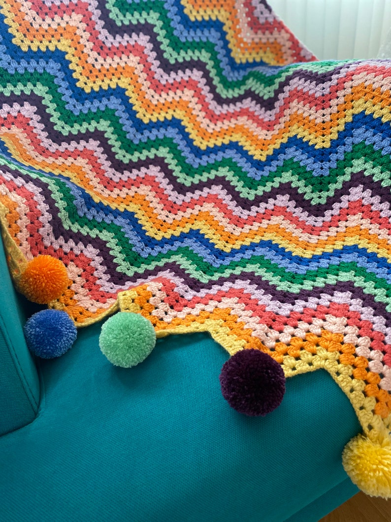 Handmade Crochet Throw With Vibrant Colours , Ripple Crochet TV Blanket ...