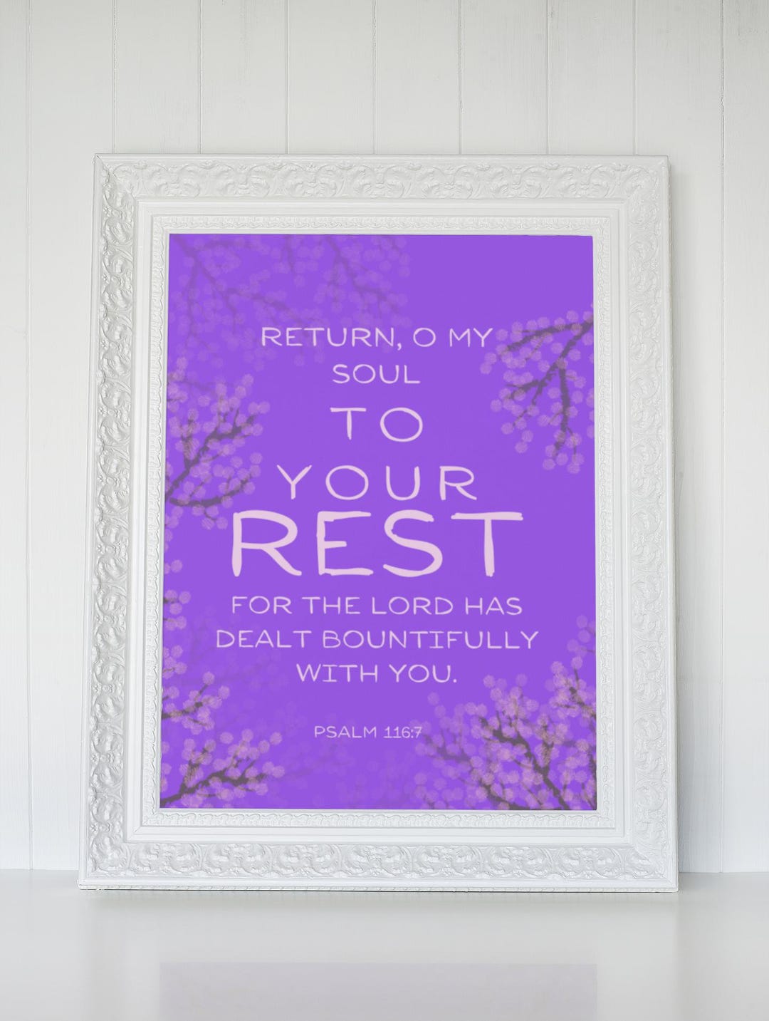 Return to Your Rest Psalm 116 Art Print Floral Christian Wall Art ...
